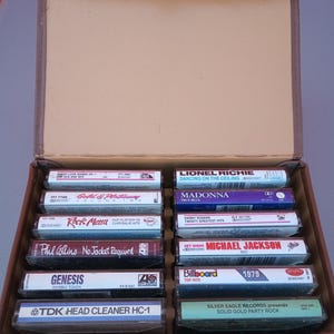 Lot of 10 Recorded Cassette Tapes / Music With Vintage Brown Case - Etsy