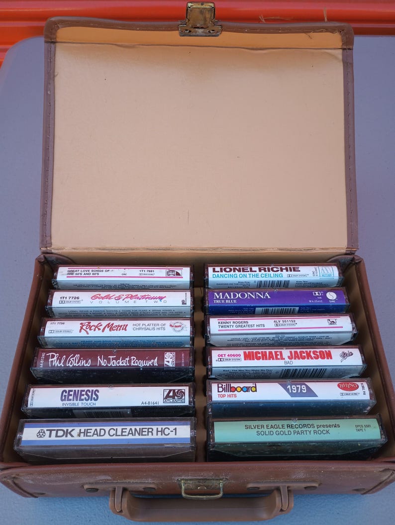 Lot of 10 Recorded Cassette Tapes / Music With Vintage Brown Case - Etsy