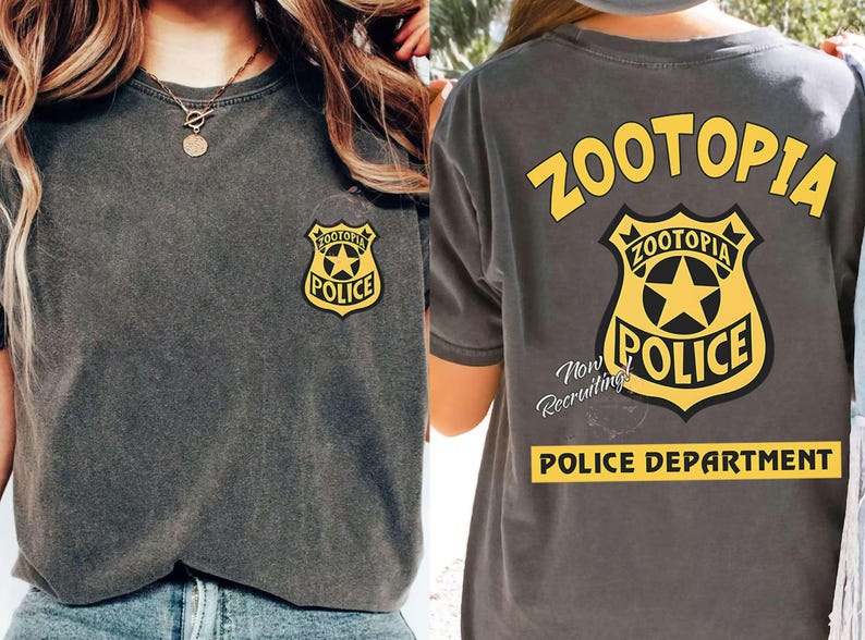 Two Side Disney Zootopia Police Department Badge T-shirt, Animal ...