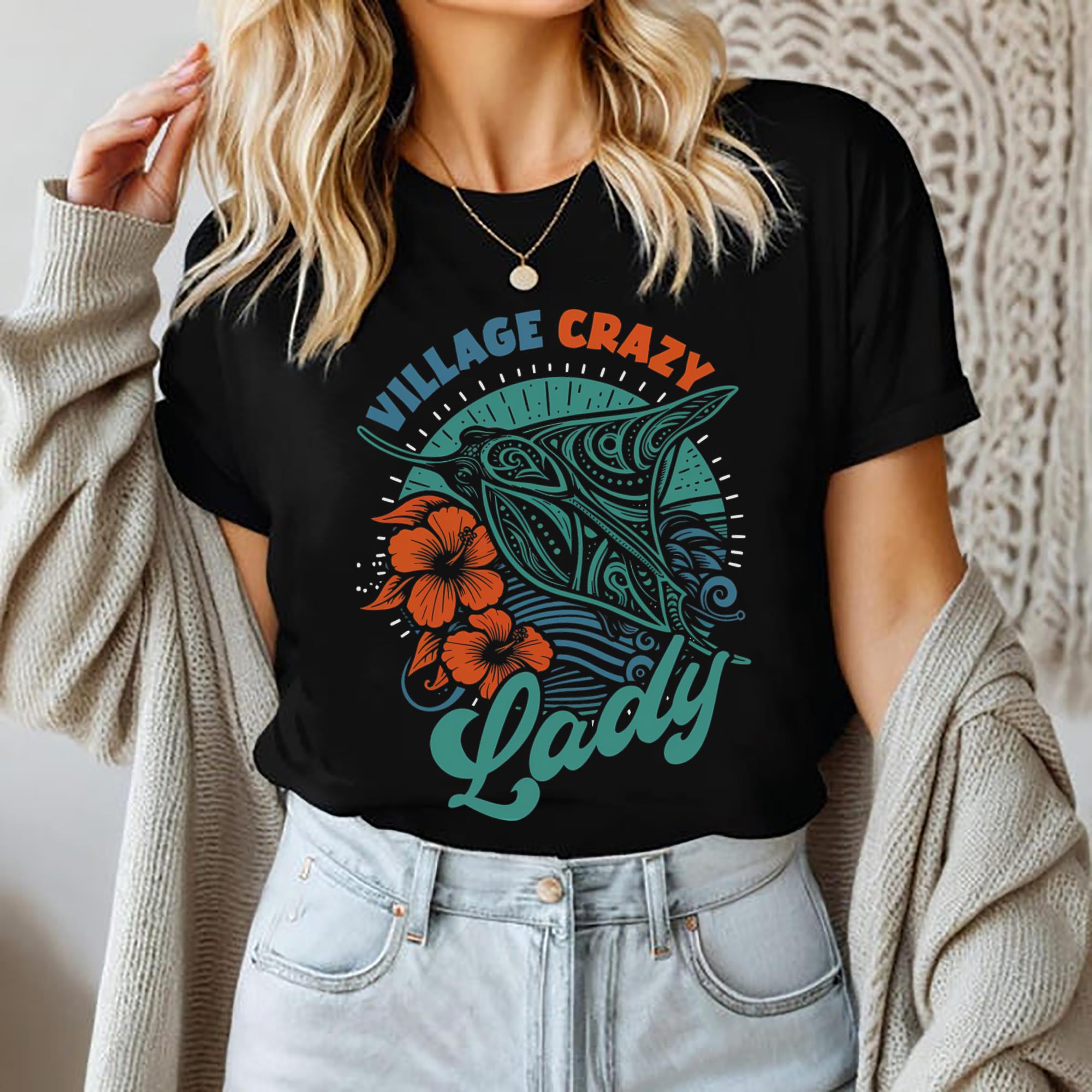 Vintage Moana Village Crazy Lady T-shirt, Grandma Tala Manta Ray Shirts ...