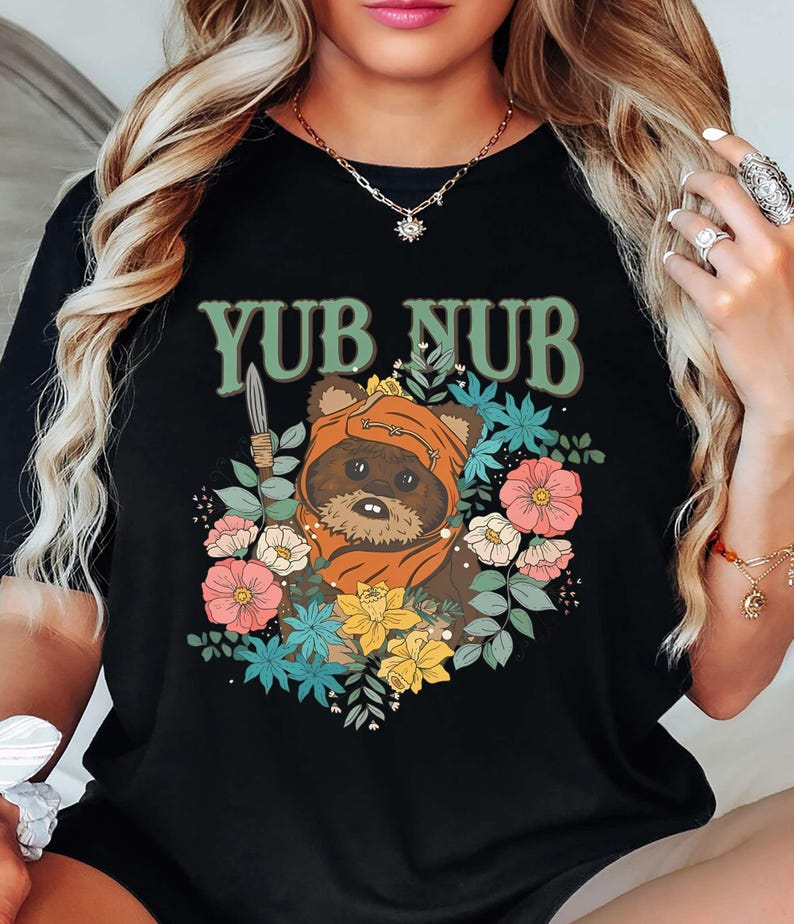 Retro Disney Star Wars T-shirt, Wicket Ewok Endor Yub Nub Floral Shirts ...