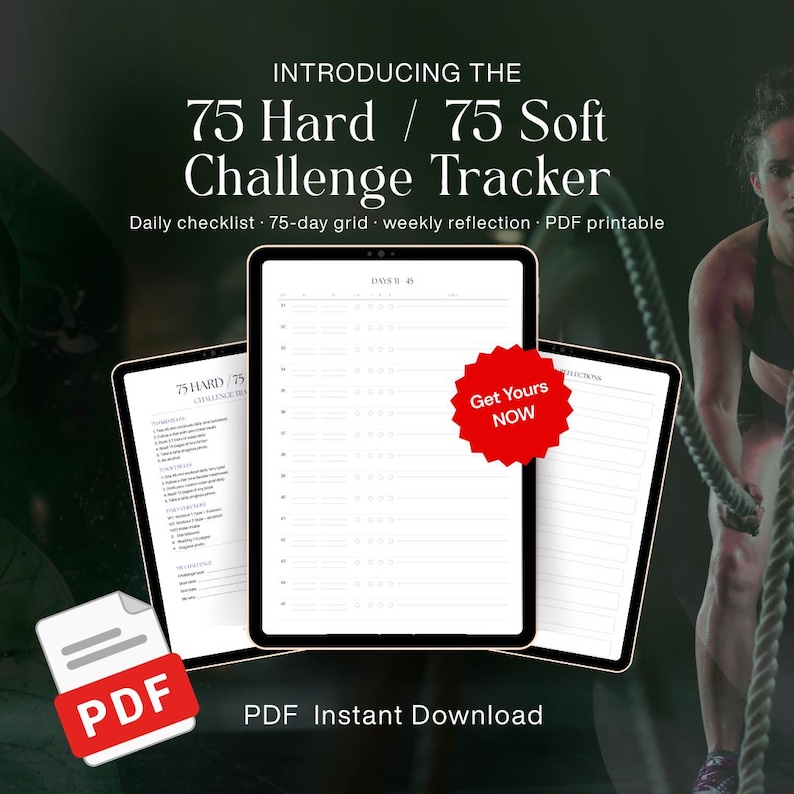 The Ultimate 75 Hard 75 Soft Challenge Tracker Printable 75 Day Habit ...