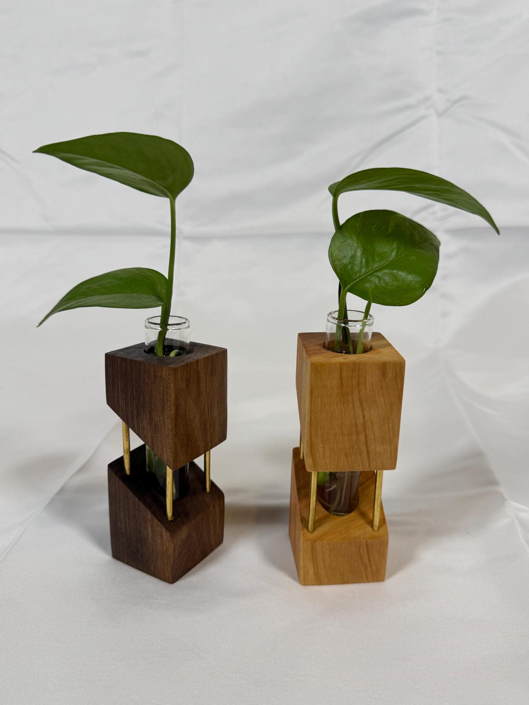Handcrafted Wood Plant Propagation Stand With Brass Accents - Etsy