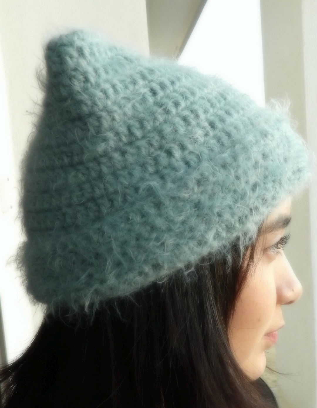 Crocheted Cat Ear Winter Beanie Hat - Etsy