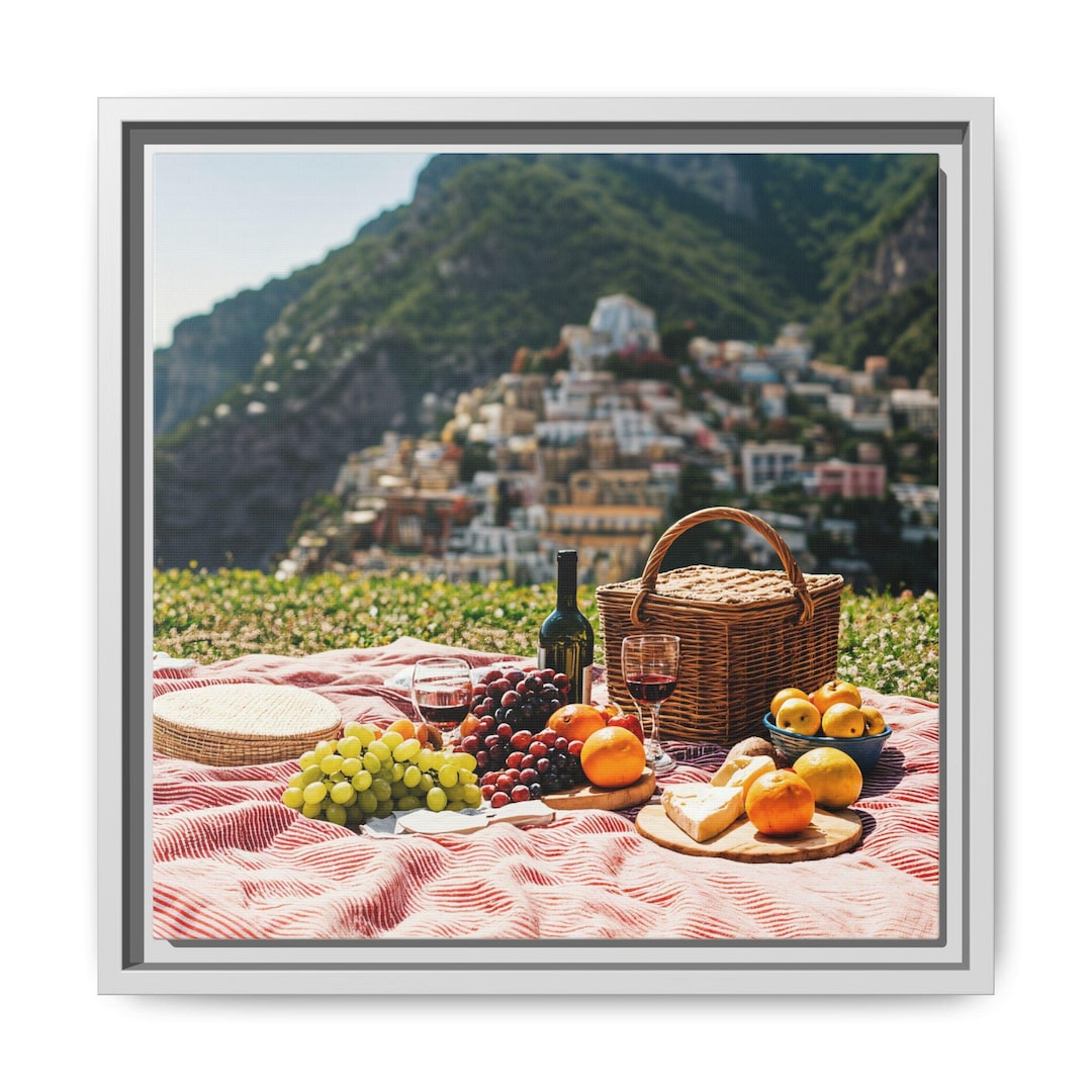Amalfi Coast Kitchen Art - Matte Canvas Wall Decor | Italian Picnic ...