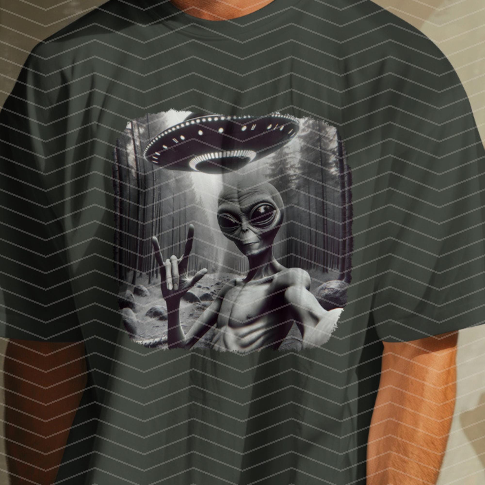 Alien UFO Selfie PNG - Funny Alien Digital Design - Rock on Sublimation ...
