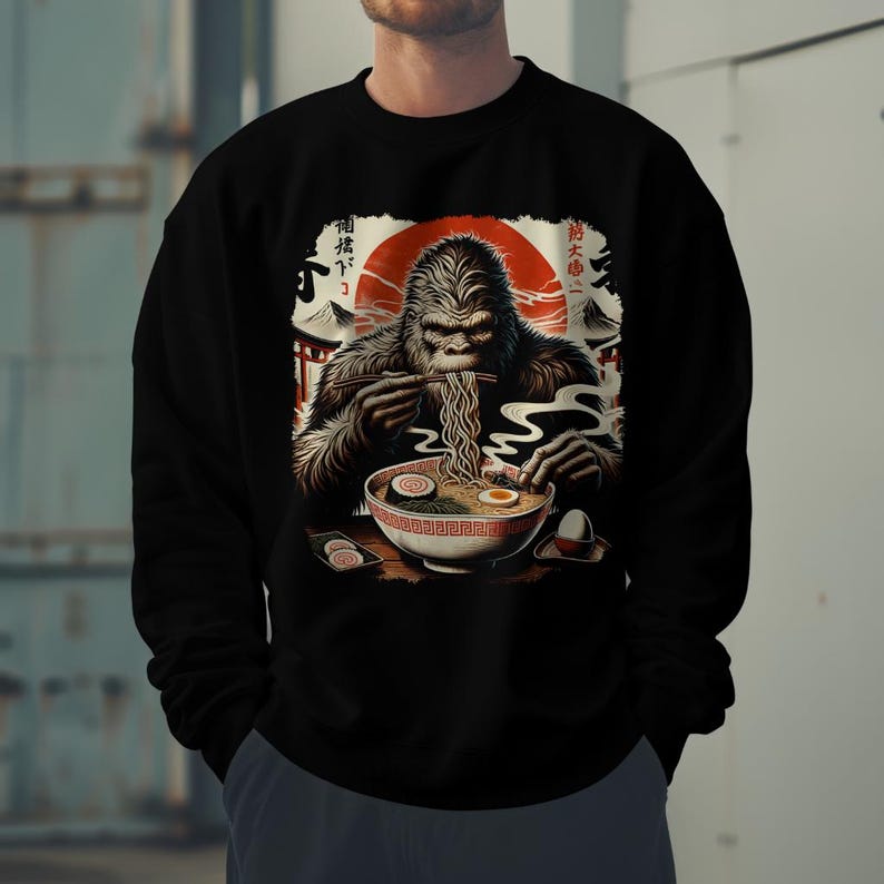 Bigfoot Ramen PNG - Japanese Cryptid Art - Sasquatch Eating Noodles ...