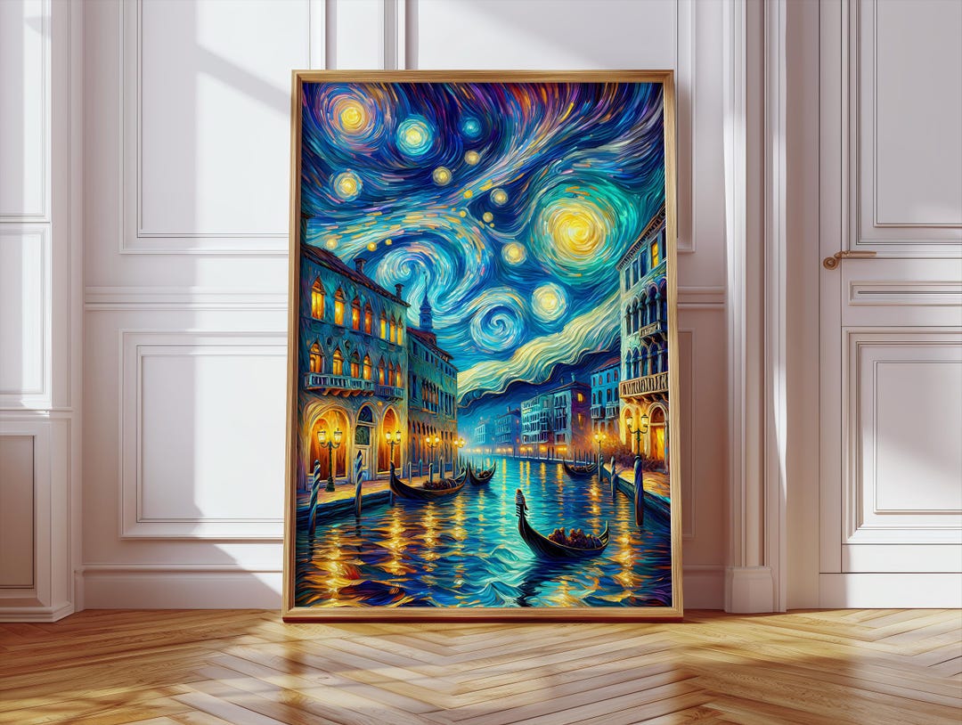 Venice Wall Art - Van Gogh Inspired Rialto Bridge Painting - Starry ...