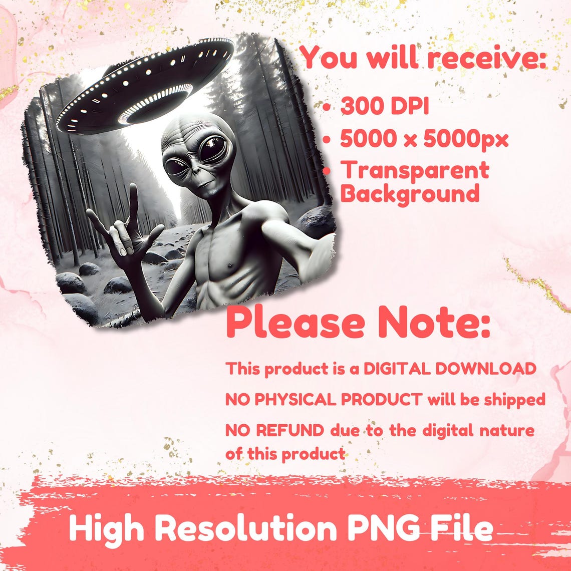 Alien UFO Selfie PNG - Funny Alien Digital Design - Rock on Sublimation ...