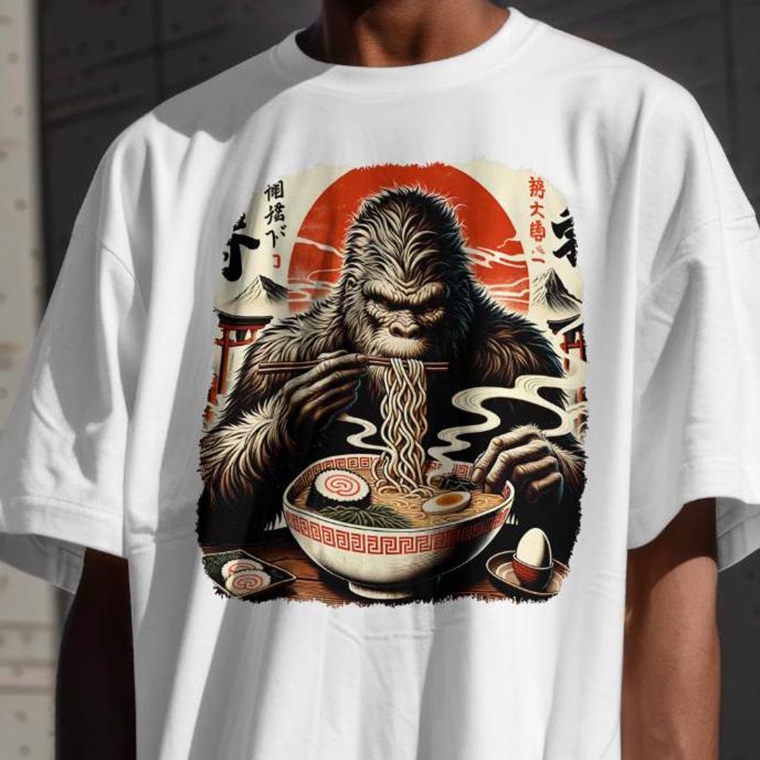 Bigfoot Ramen PNG - Japanese Cryptid Art - Sasquatch Eating Noodles ...