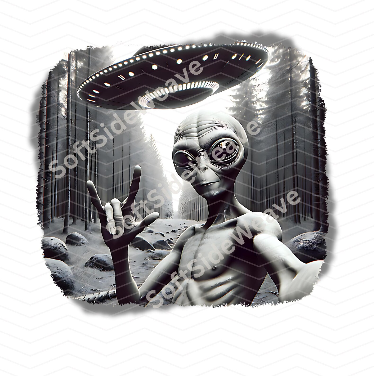 Alien UFO Selfie PNG - Funny Alien Digital Design - Rock on Sublimation ...