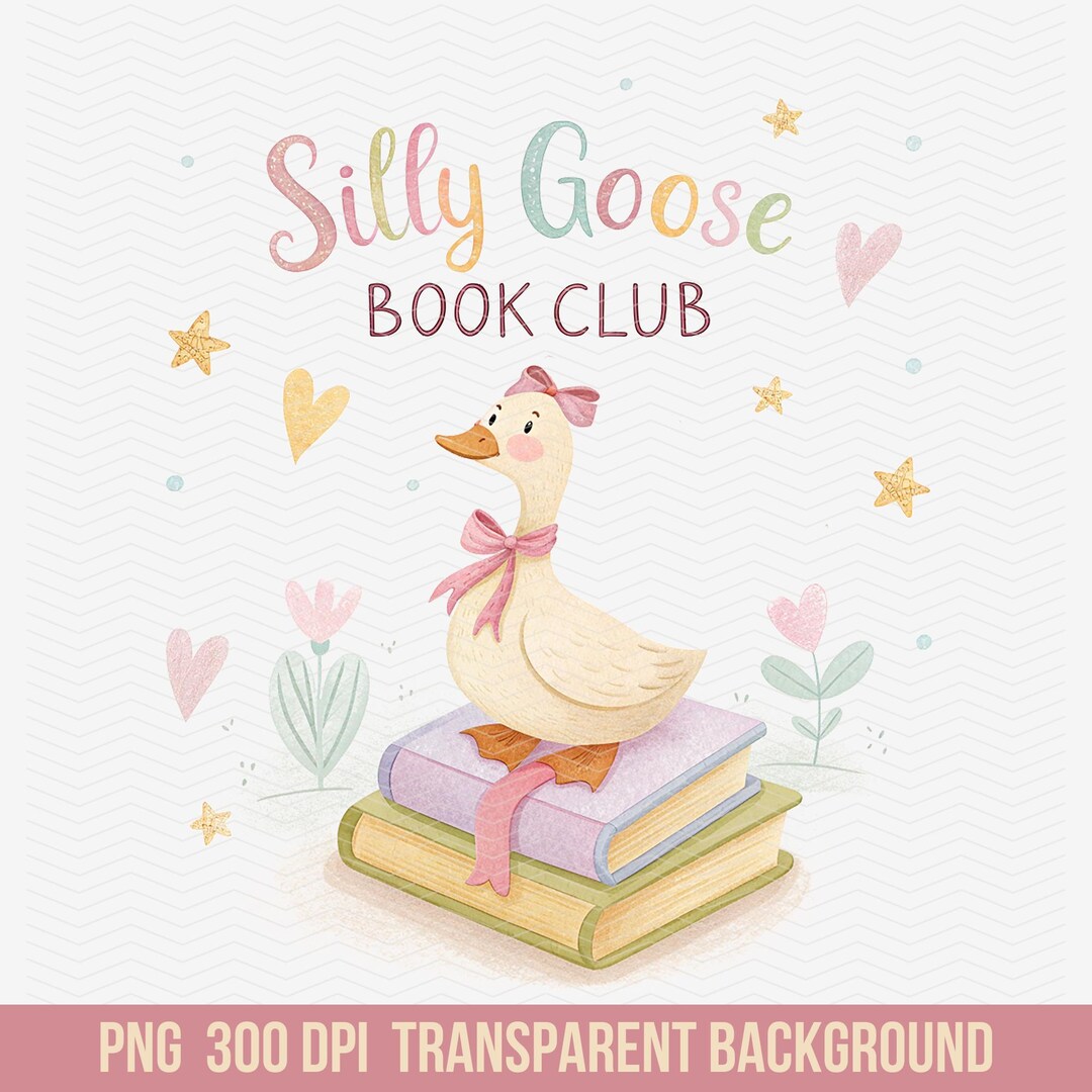Silly Goose Book Club PNG – Cute Nursery Goose Reading Clipart ...
