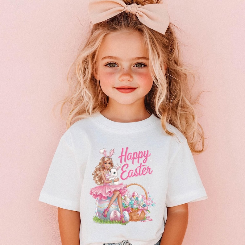 Easter Bunny Girl PNG - Pink Basket Digital Download - Cute Pink Easter ...