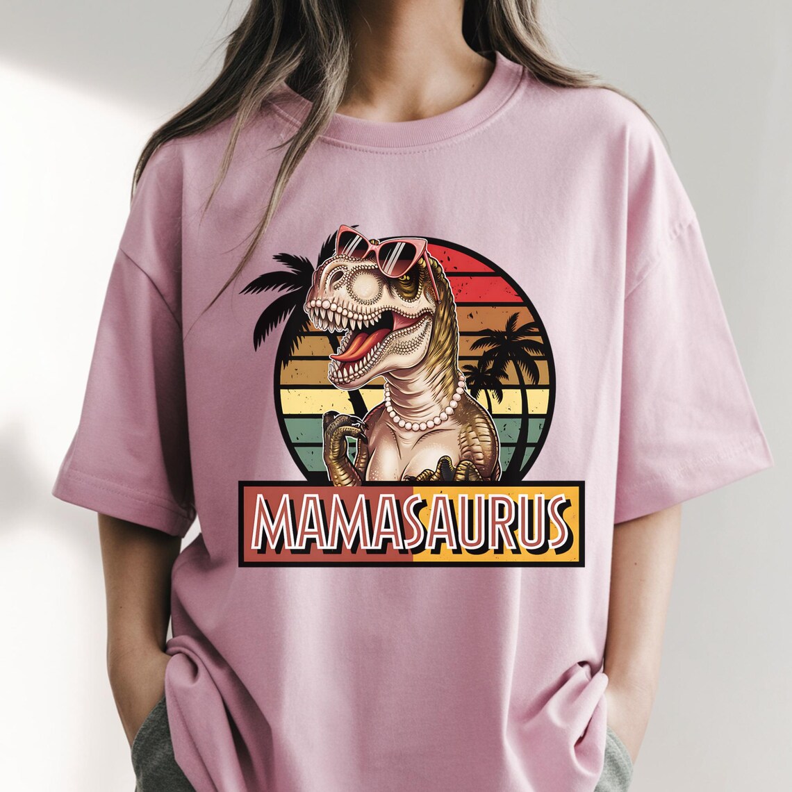 Mamasaurus PNG – Retro T-rex Mom Sublimation Design – Funny Dinosaur ...