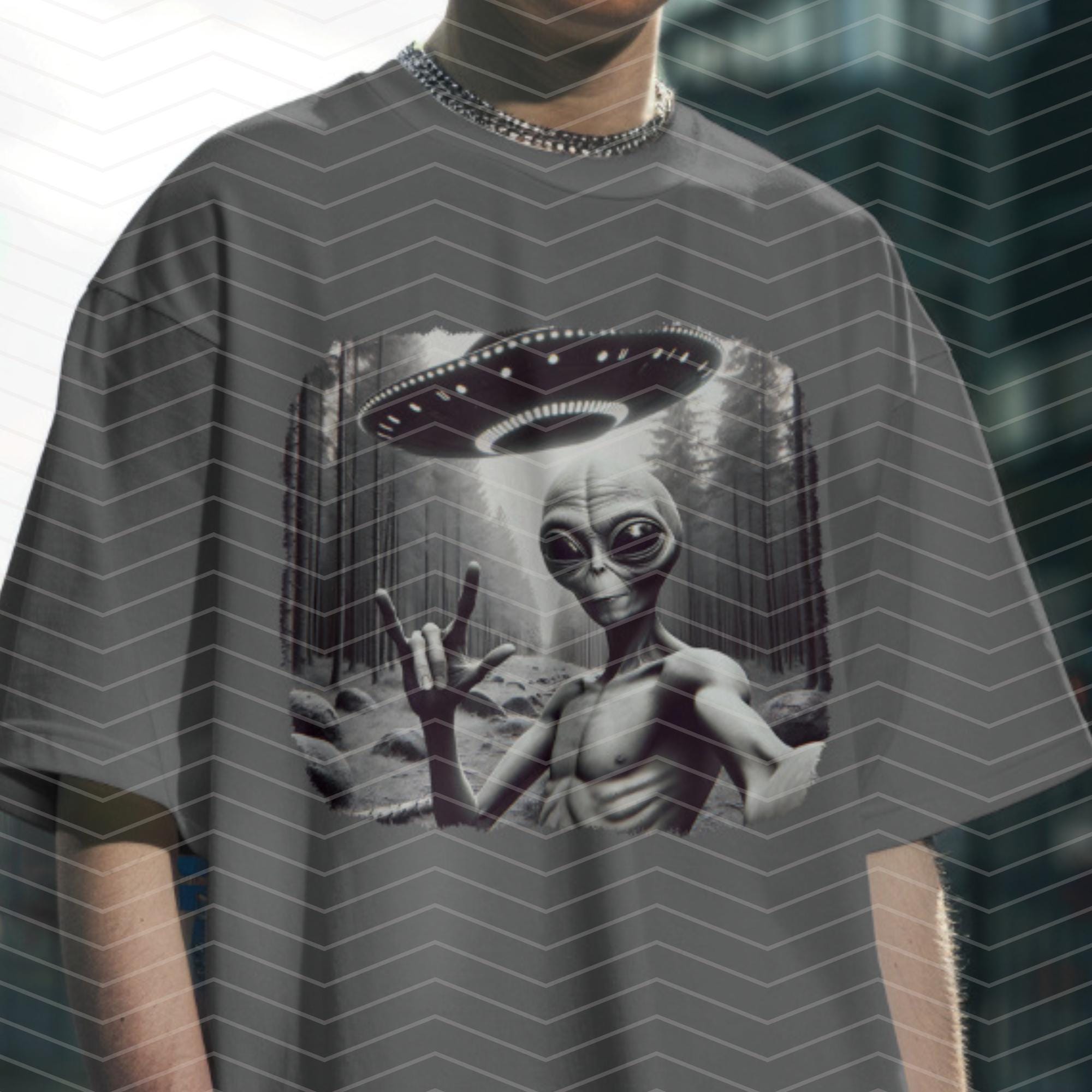 Alien UFO Selfie PNG - Funny Alien Digital Design - Rock on Sublimation ...
