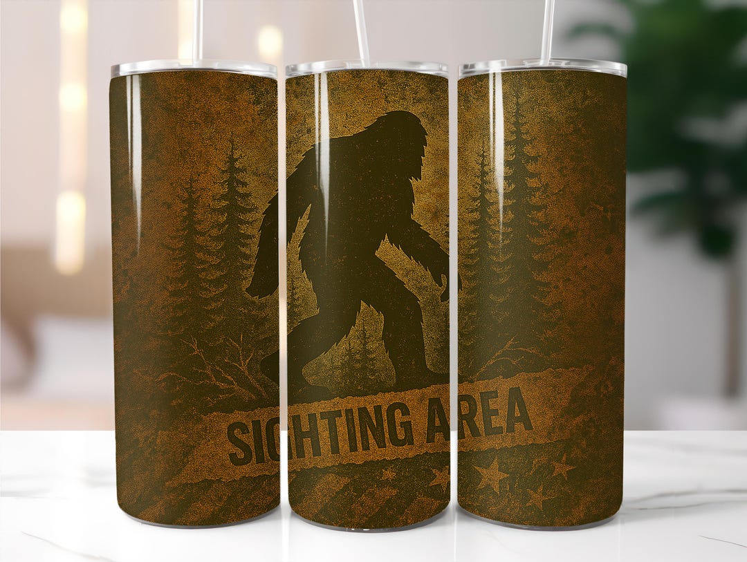 Seamless Bigfoot Believe Alien Tumbler Wrap, Cryptid 20oz Skinny ...