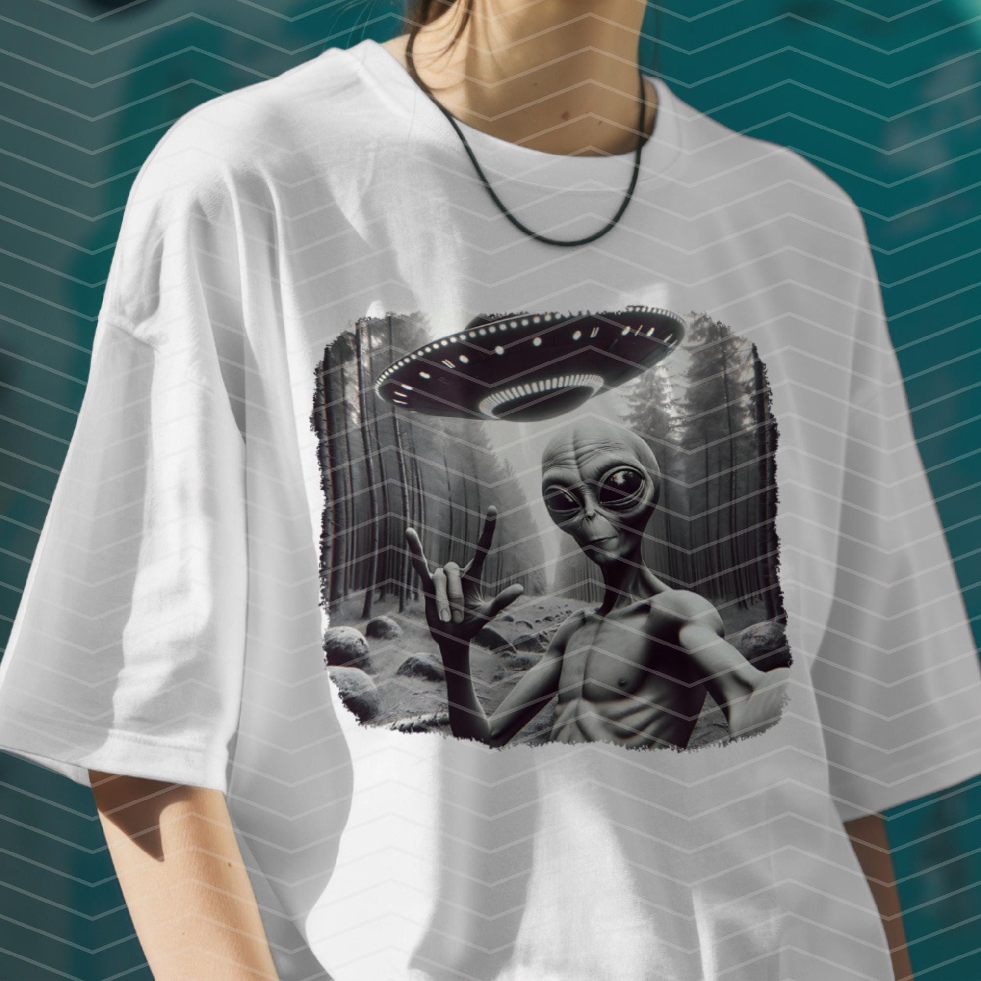 Alien UFO Selfie PNG - Funny Alien Digital Design - Rock on Sublimation ...