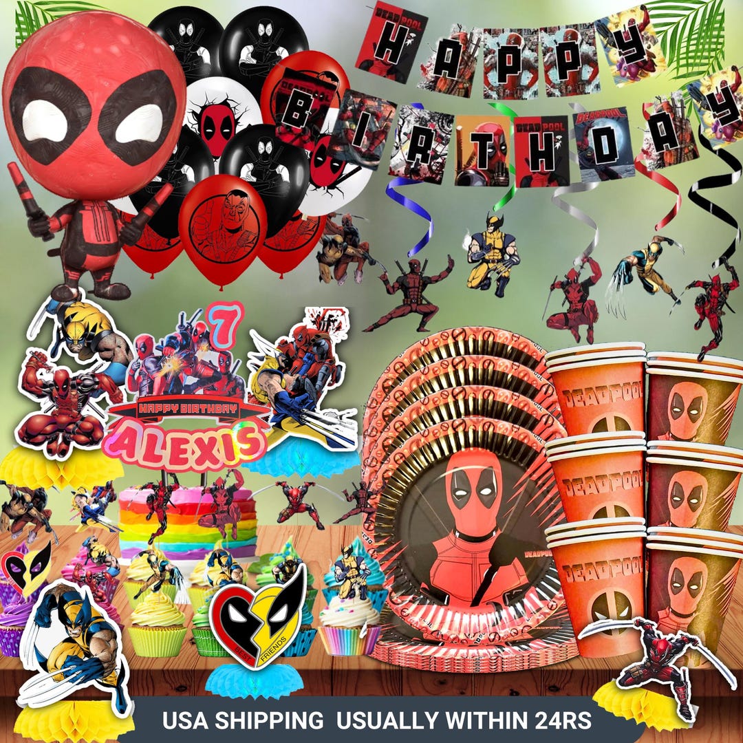 10ft Banner Deadpool Versus Wolverine Plates Cups Napkins Tableware ...