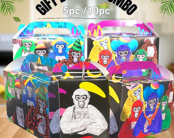 5 10pc VR Gorilla Tag Themed Party Favor Gift Box Set Display ...