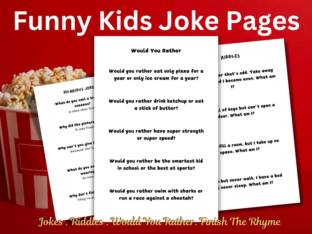 Kids Joke Book PDF, Printable Riddles & Knock Knock Jokes, Funny Would ...