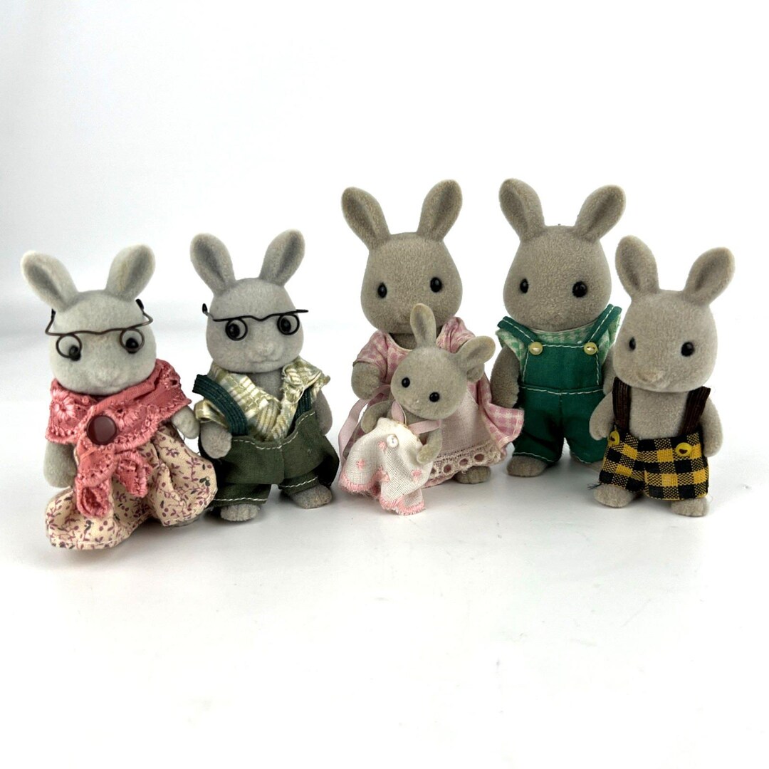 Vtg Lot 1985 Epoch Calico Critters Sylvanian Families Babblebrook Grey ...