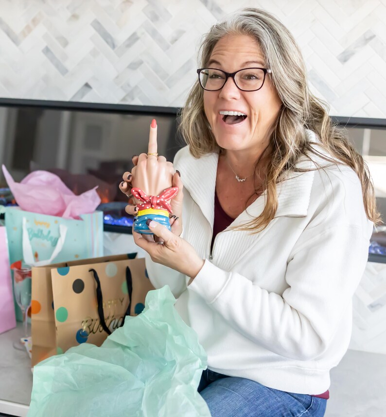 Middle Finger Statue Rosie the Riveter Themed Ring Holder, Paperweight ...