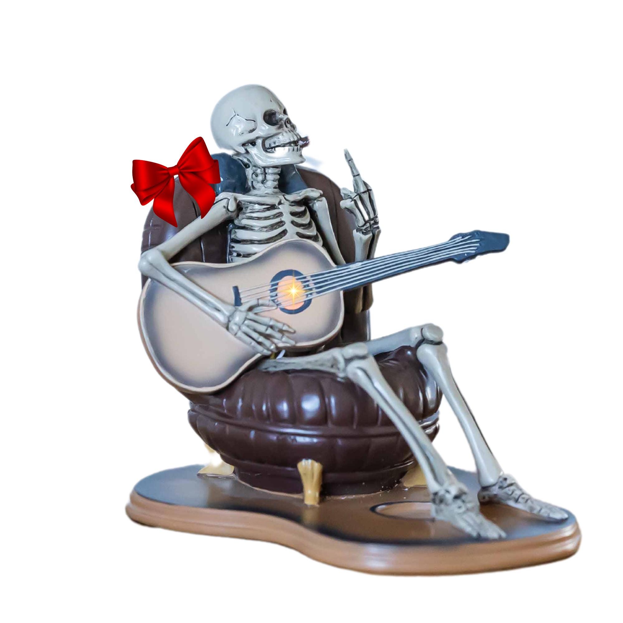 Skeleton Middle Finger Statue - Playing Guitar - Funny Desk Decor and ...