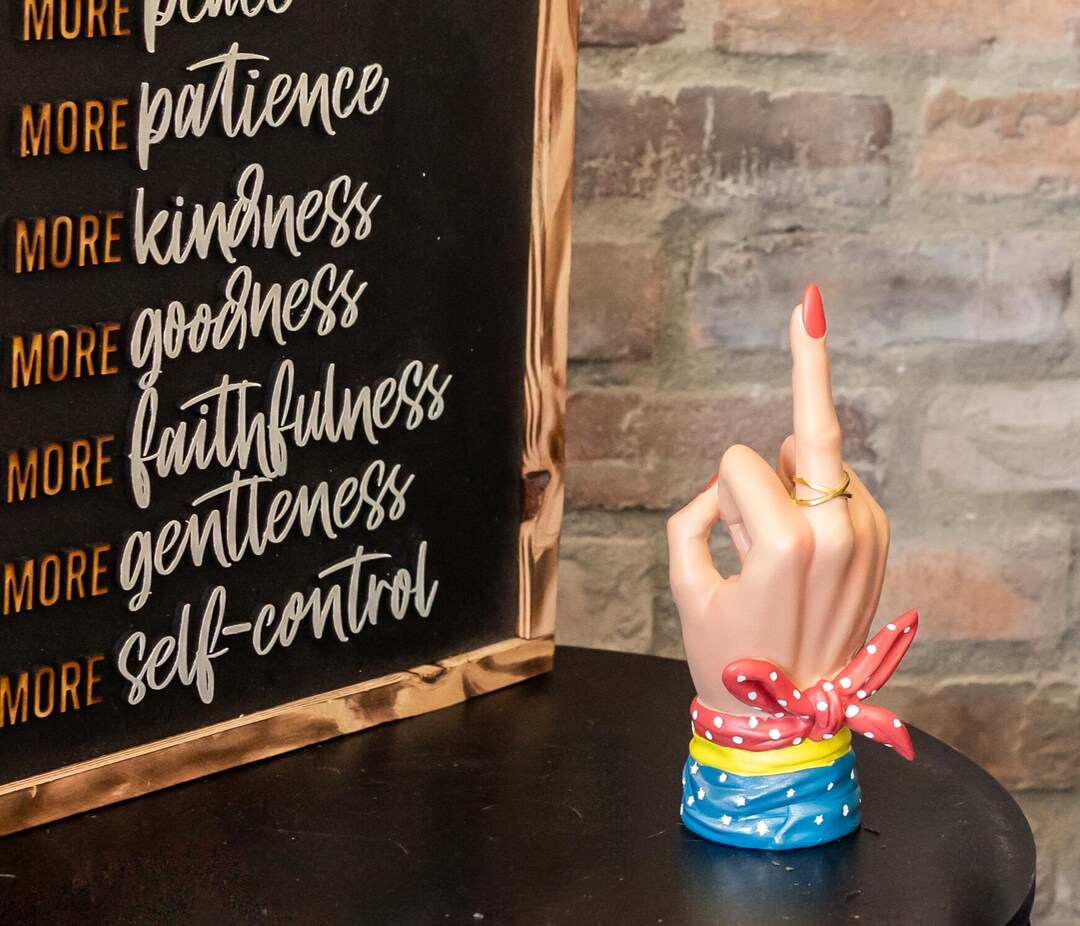 Middle Finger Statue Rosie the Riveter Themed Ring Holder, Paperweight ...