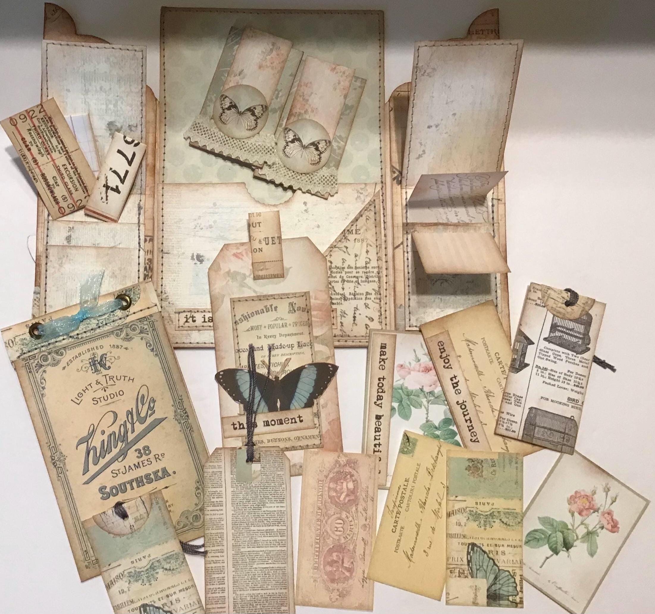 Junk Journal Handmade Card Doors Open to Reveal Pockets Tags ...