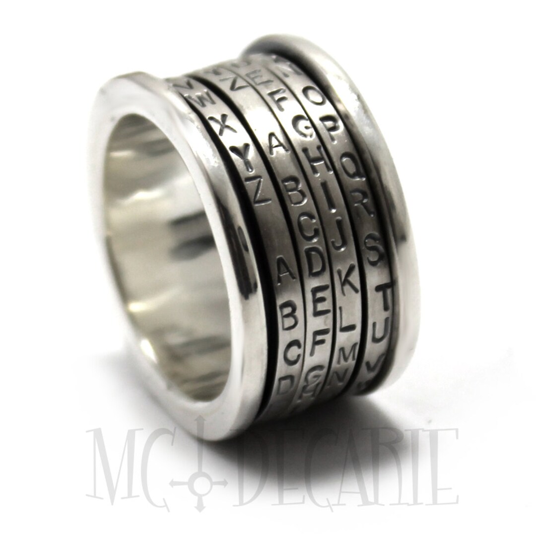 Cryptex Jewelry Spinner Ring Men Anxiety Ring Silver Puzzle - Etsy