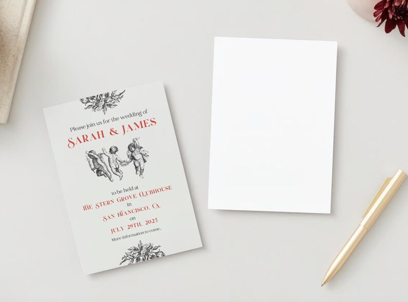 Cherub Wedding Save the Date Invitations - Etsy