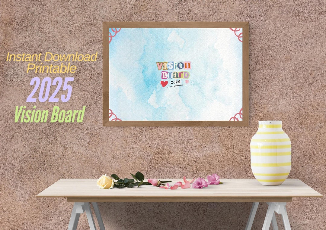 Vision Board Watercolor Pastel Blue Pink Scrapbook College 2025 Doodles ...