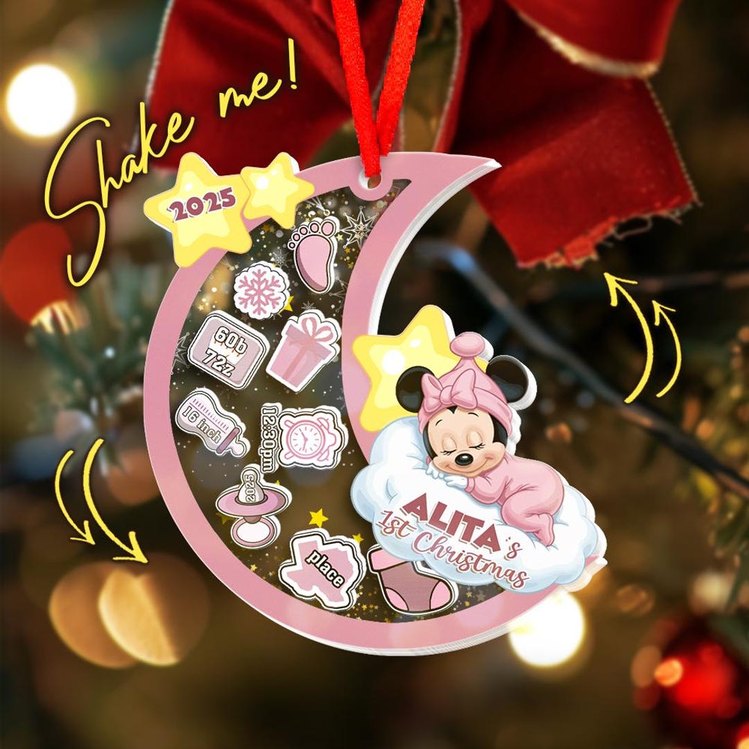 Personalized Mickey Minnie Baby First Birthday Shaker Magnet Ornament ...