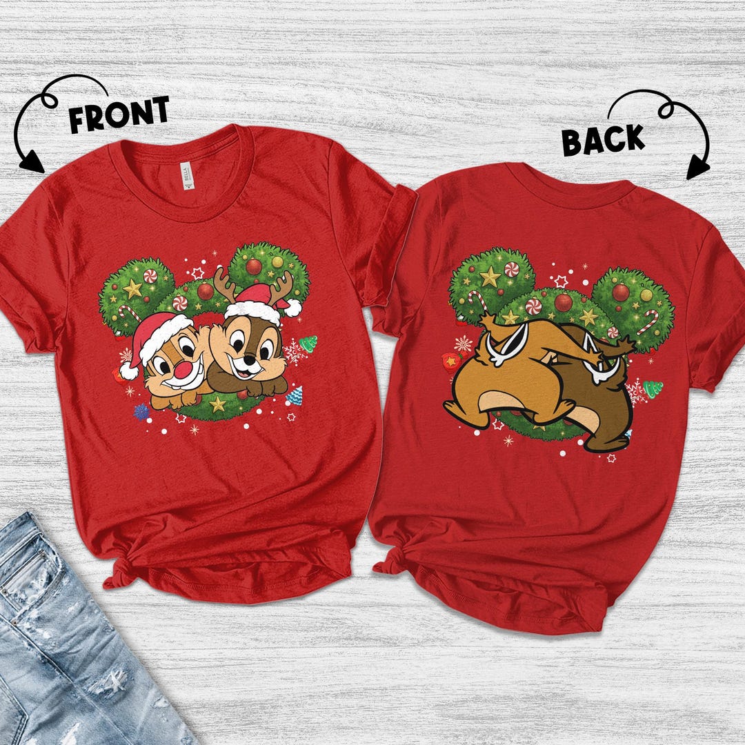 Two Sided Chip N Dale Christmas Santa Hat Shirt, Vintage 90s Disney ...