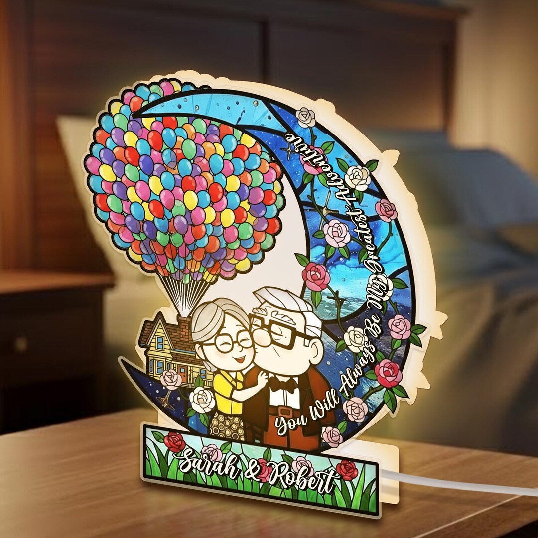 Carl and Ellie Couple Light Box, UP Movie LED Night Light, Pixar Love ...