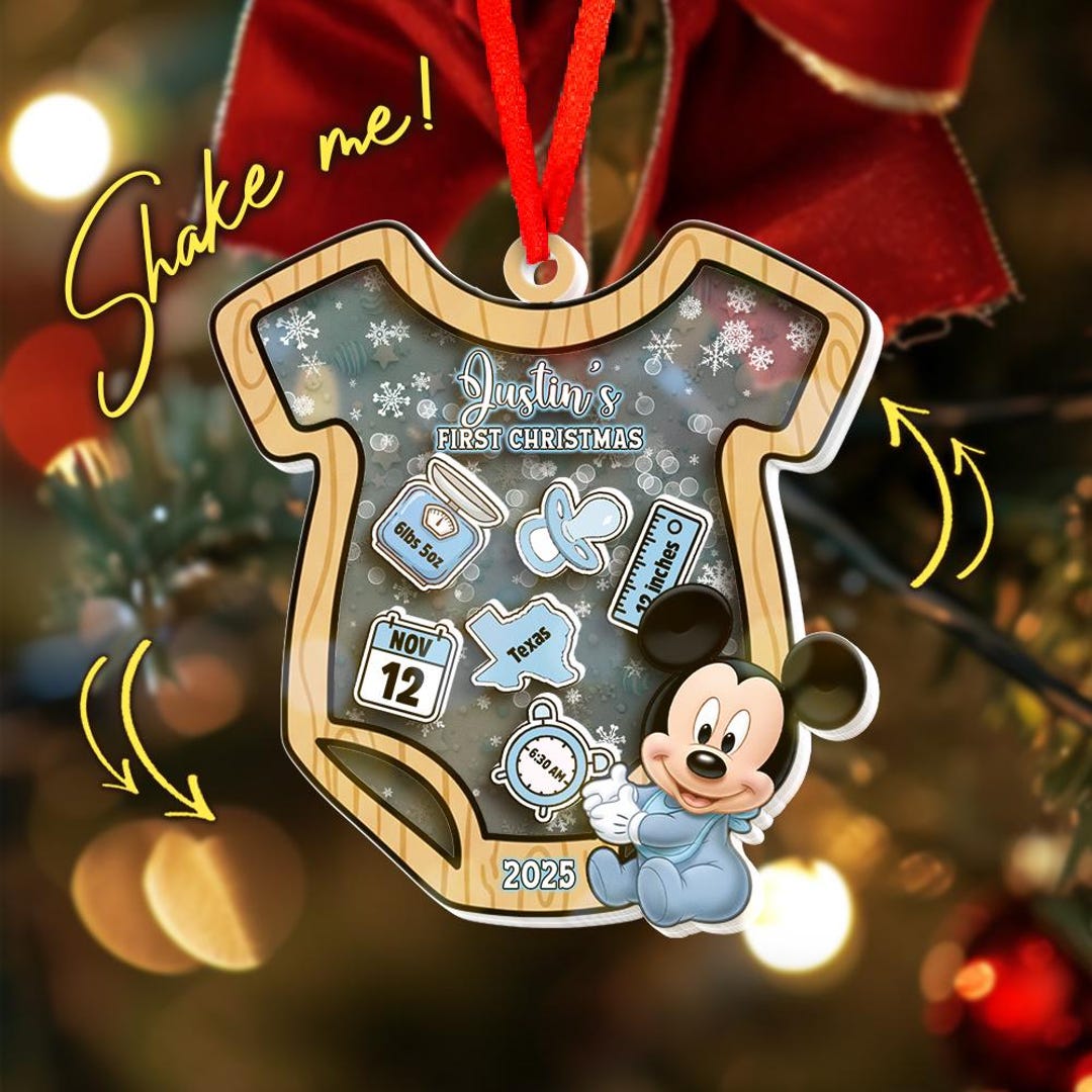 Personalized Mickey Minnie Baby First Birthday Shaker Magnet Ornament ...