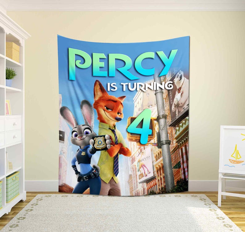 Zootopia Birthday Party Backdrop Zootopia Baby Shower Banner, Birthday ...
