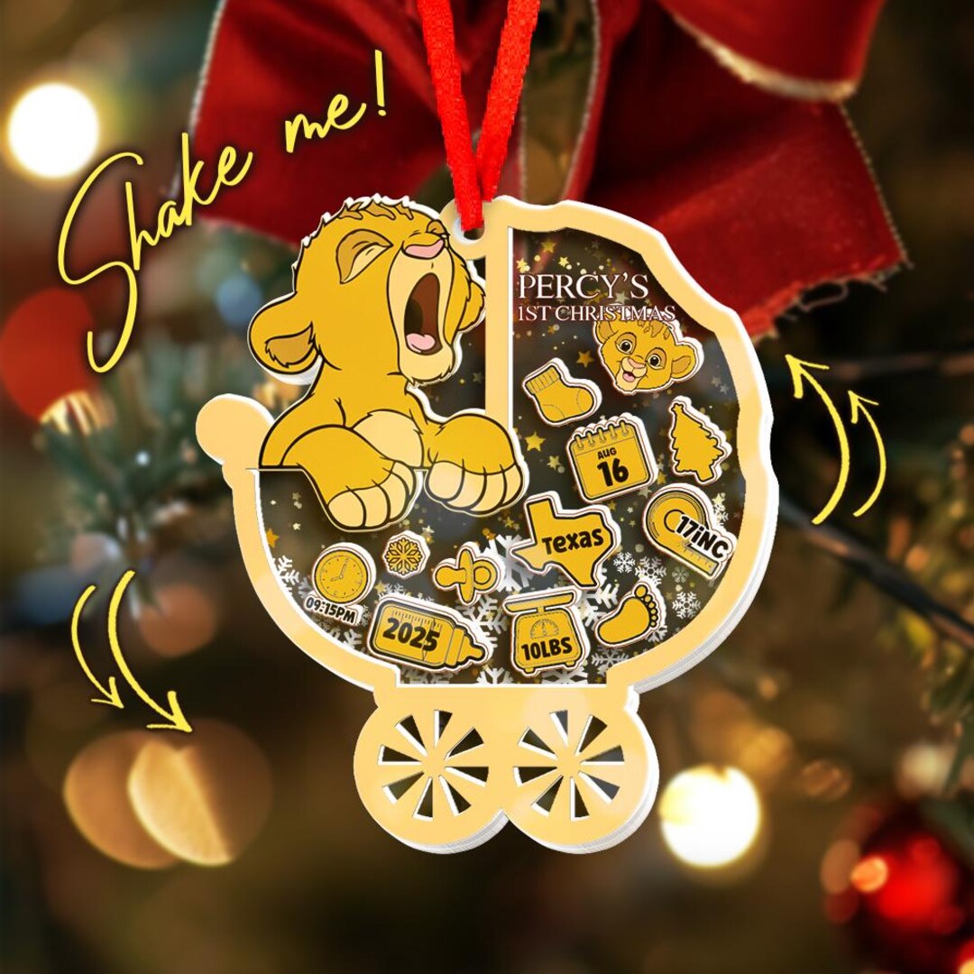 Personalized Baby Simba the Lion King First Birthday Shaker Ornament ...