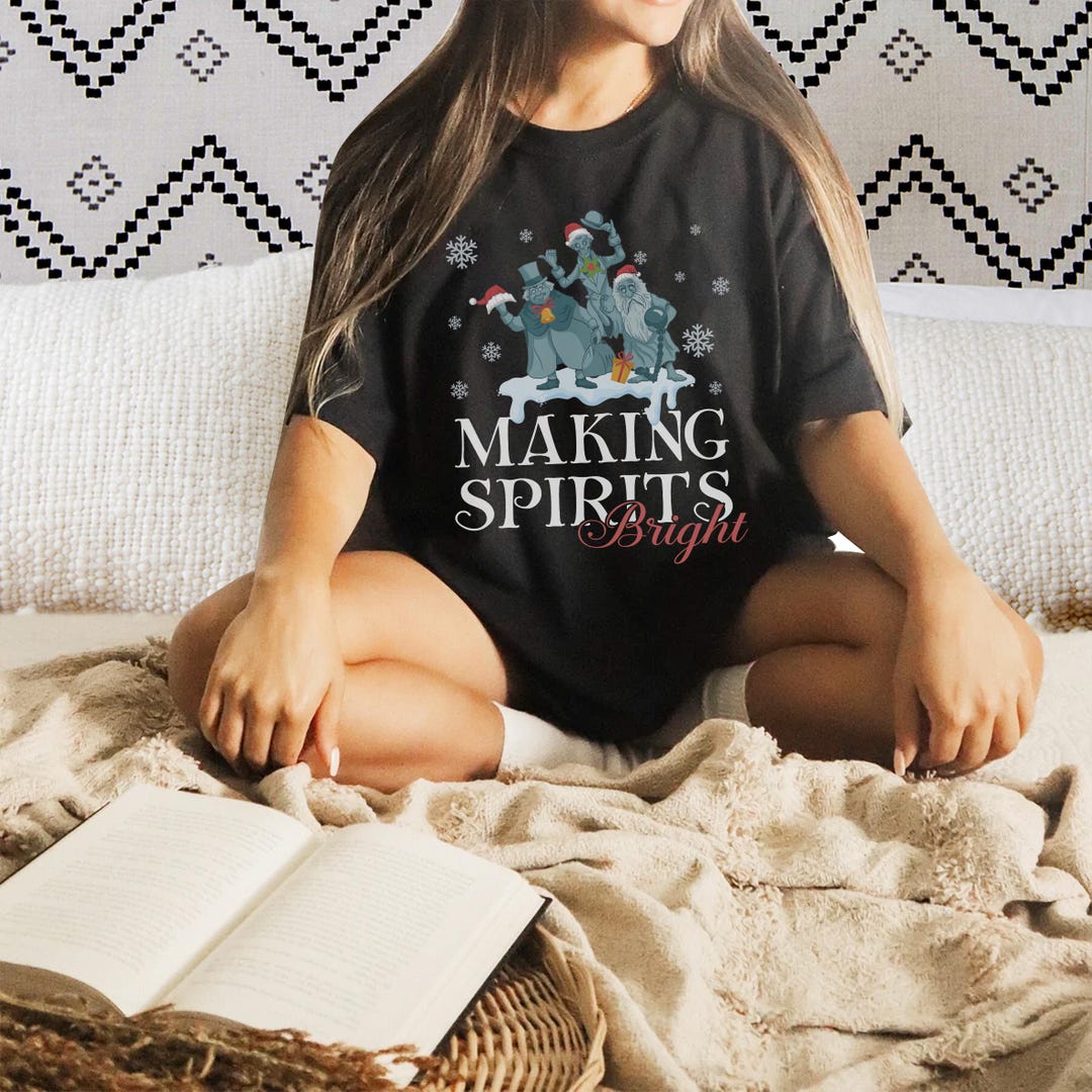 Making Spirits Bright Hitchhiking Ghosts Shirt/santa Hat Merry ...