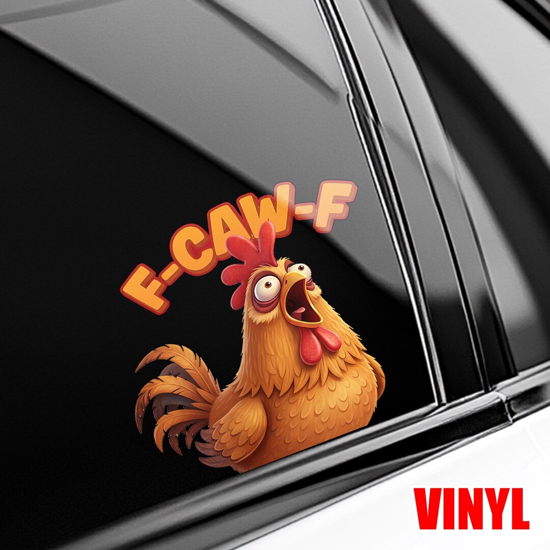 Funny Screaming Chicken Sticker – F Caw F Meme Sticker – Chicken Humor ...