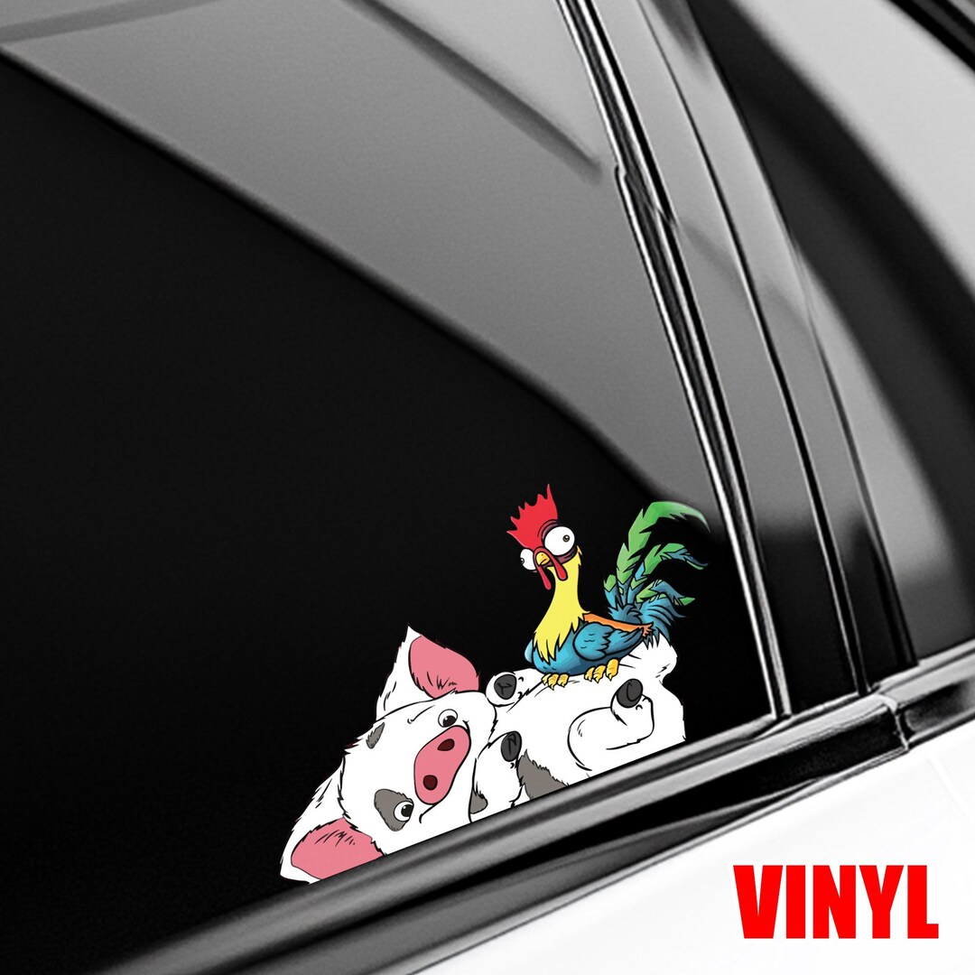 Hei Hei and Pua Peeker Sticker – Moana Vinyl Decal, Cute Disney Car ...