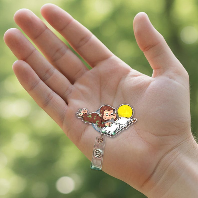 Custom Curious George Badge Reel, Gift for Nurse, Customized Curious ...
