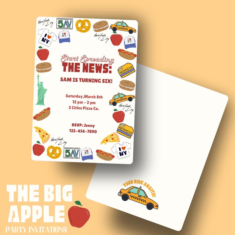 Apple Birthday Invitations - Etsy