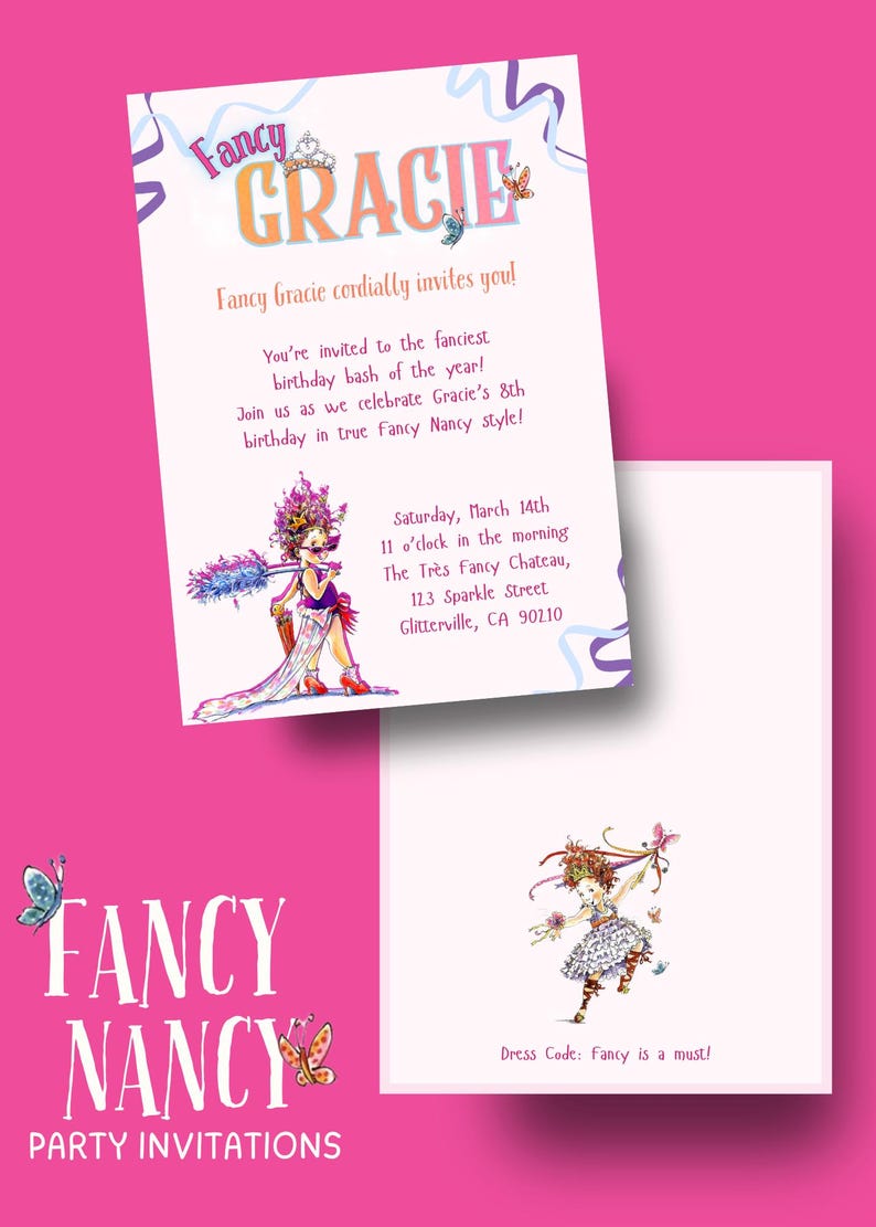 Fancy Nancy Birthday Invitations - Etsy