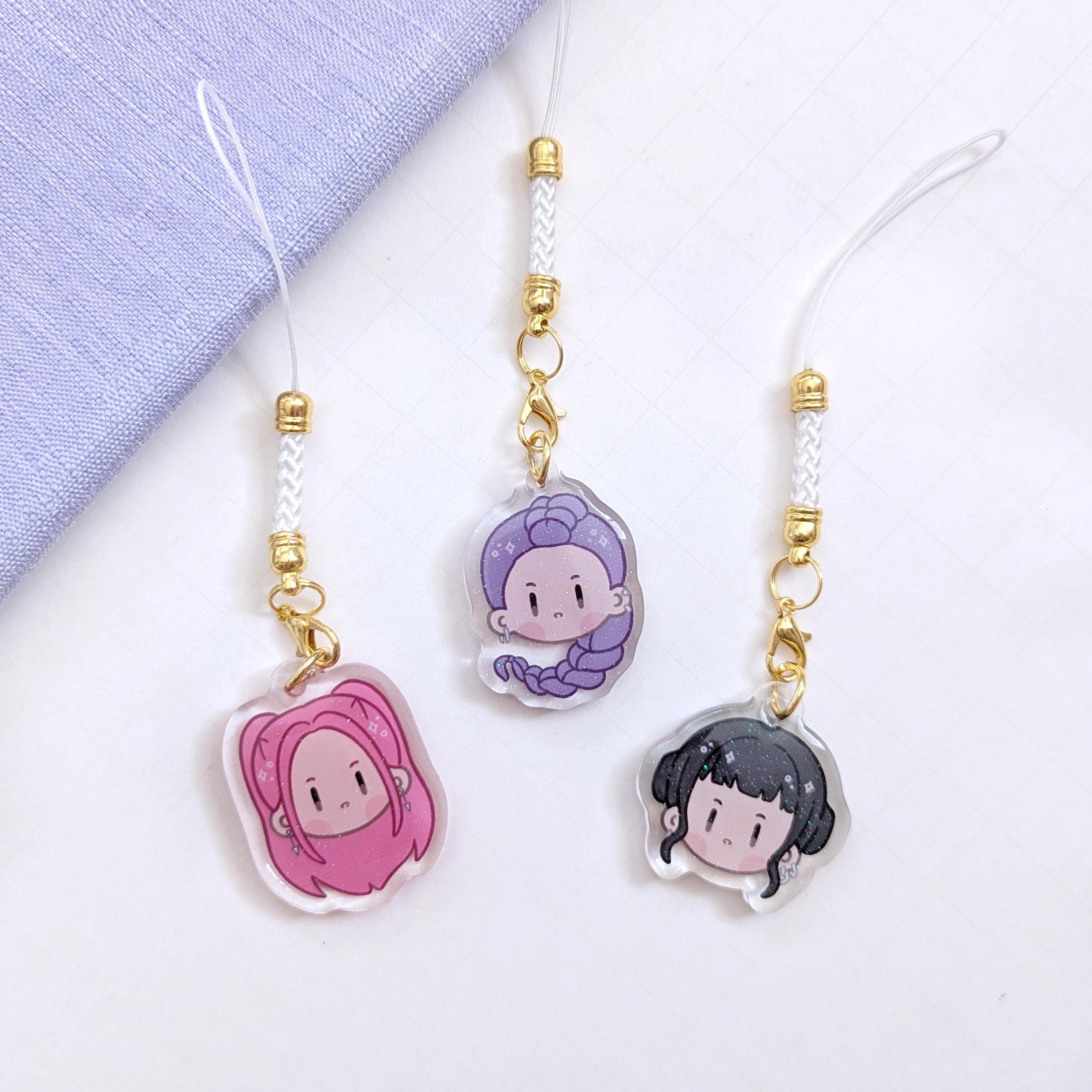 Kpop Demon Hunters HUNTRIX Acrylic Phone Charm | Double Glitter Epoxy ...