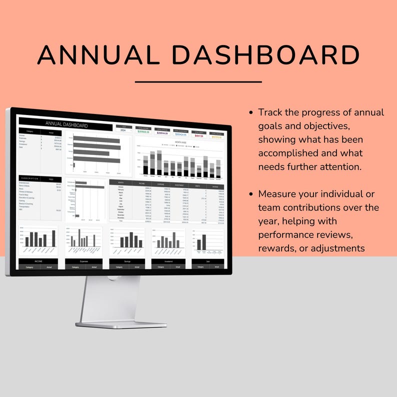 Annual Budget Spreadsheet: Google Sheets, Excel (digital Download) - Etsy