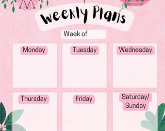 Printable Pink Weekly Planner, Motivation Cute Planner - Etsy