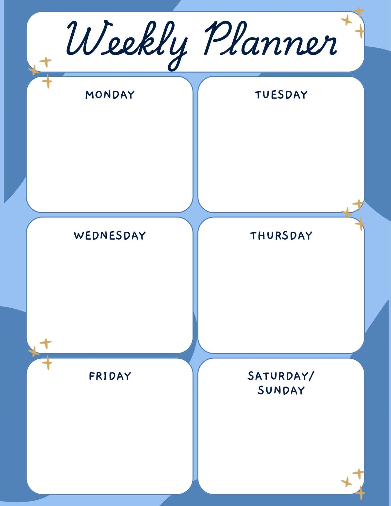 Simple Blue Weekly Planner, Cute Printable Planner - Etsy