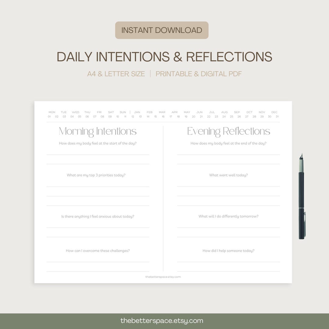 Daily Intentions Printable, Daily Intentions Template, Daily Intentions ...