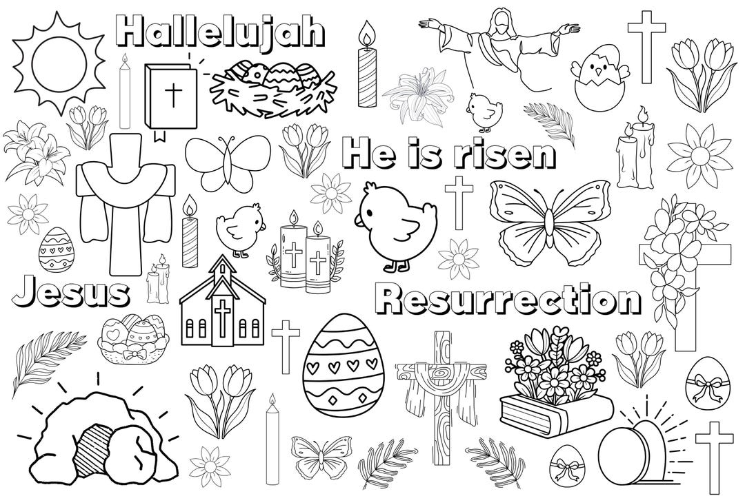 Easter OVERSIZED Coloring Pages 24x36 Inches - 2 Choices - Etsy